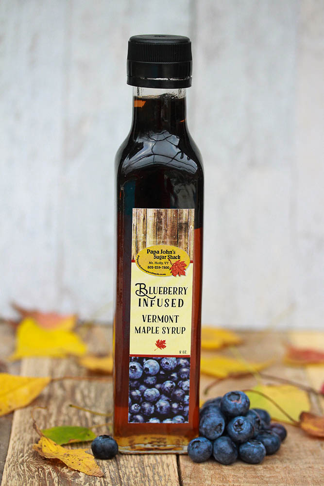 Blueberry Infused Maple Syrup - 8 oz. - Papa John's Sugar Shack
